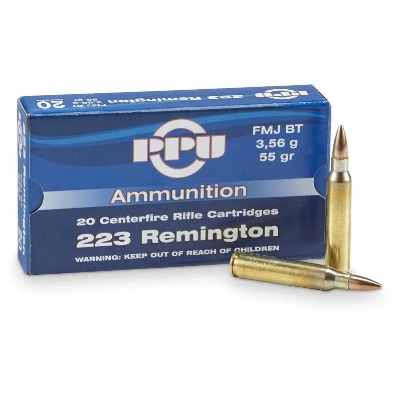 PPU .223 Remington 55Grain FMJBT Ammunition - 20 Rnds - A188